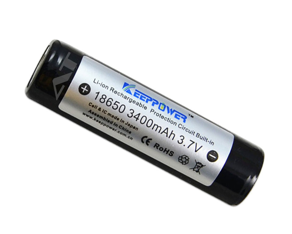 Keeppower 18650 - 3400mAh, 3,7V Li-Ion-Akku geschützt (Flat Top ...