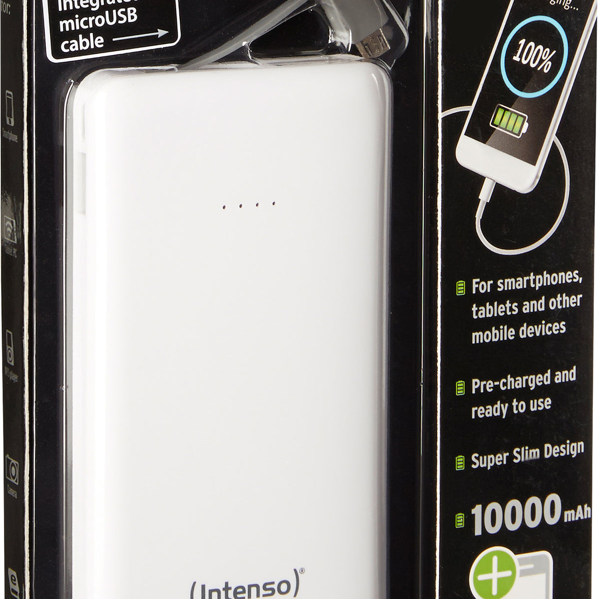 Intenso Akku-Powerbank „XS10000“ – 10.000 mAh, Weiß, USB-A / Micro-USB ...