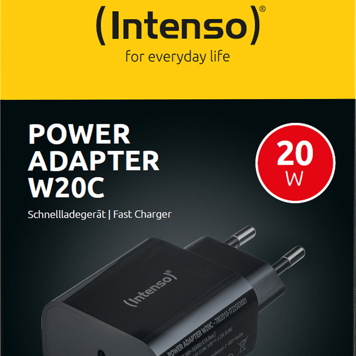 Intenso Ladeadapter „W20C“ – 20 W USB-C Power Delivery, Schwarz (Retai ...