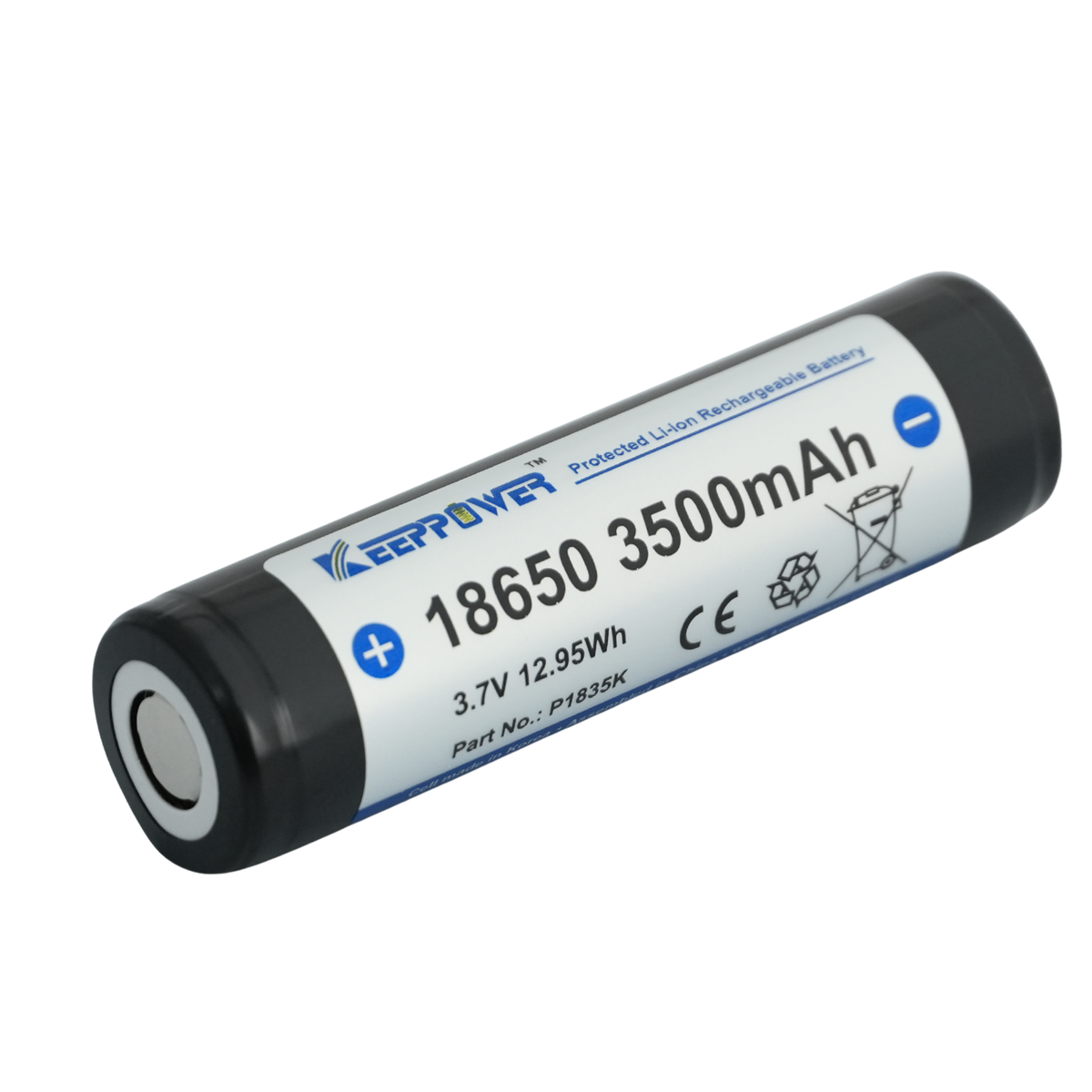 Keeppower 18650 - 3500mAh 3,6V - 3,7V Li-Ion-Akku geschützt (Pluspol f ...