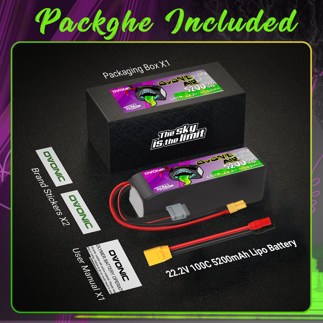 Ovonic Rebel 2.0 6S 5200mAh 22,2V 100C XT90 & AS150 – LiPo24.de I Der Akku Profi