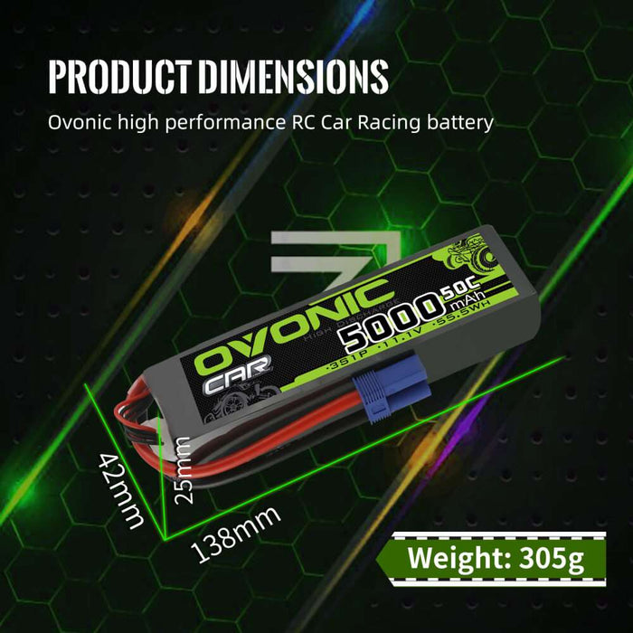 Ovonic 3S 5000mAh 50C 11,1V LiPo EC5 — LiPo24.de